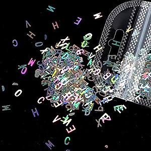 IOOOFU Alphabet Holographic Letters Chunky Resin Fillers DIY Nail Art Resin Supplies Epoxy Resin Fillers for DIY Mixed Sequins 12 Colors Glitters