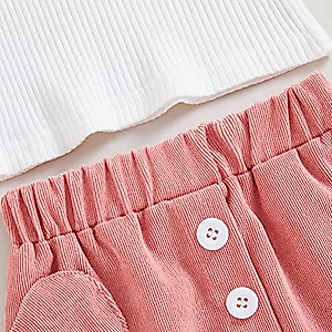 Kids Toddler Little Girl Summer Clothes Sleeveless Knit Tank Top Mini Skirt Bag Belt Set 3PCS Outfits for Baby (Sleeveless+Pink, 3-4 Years)