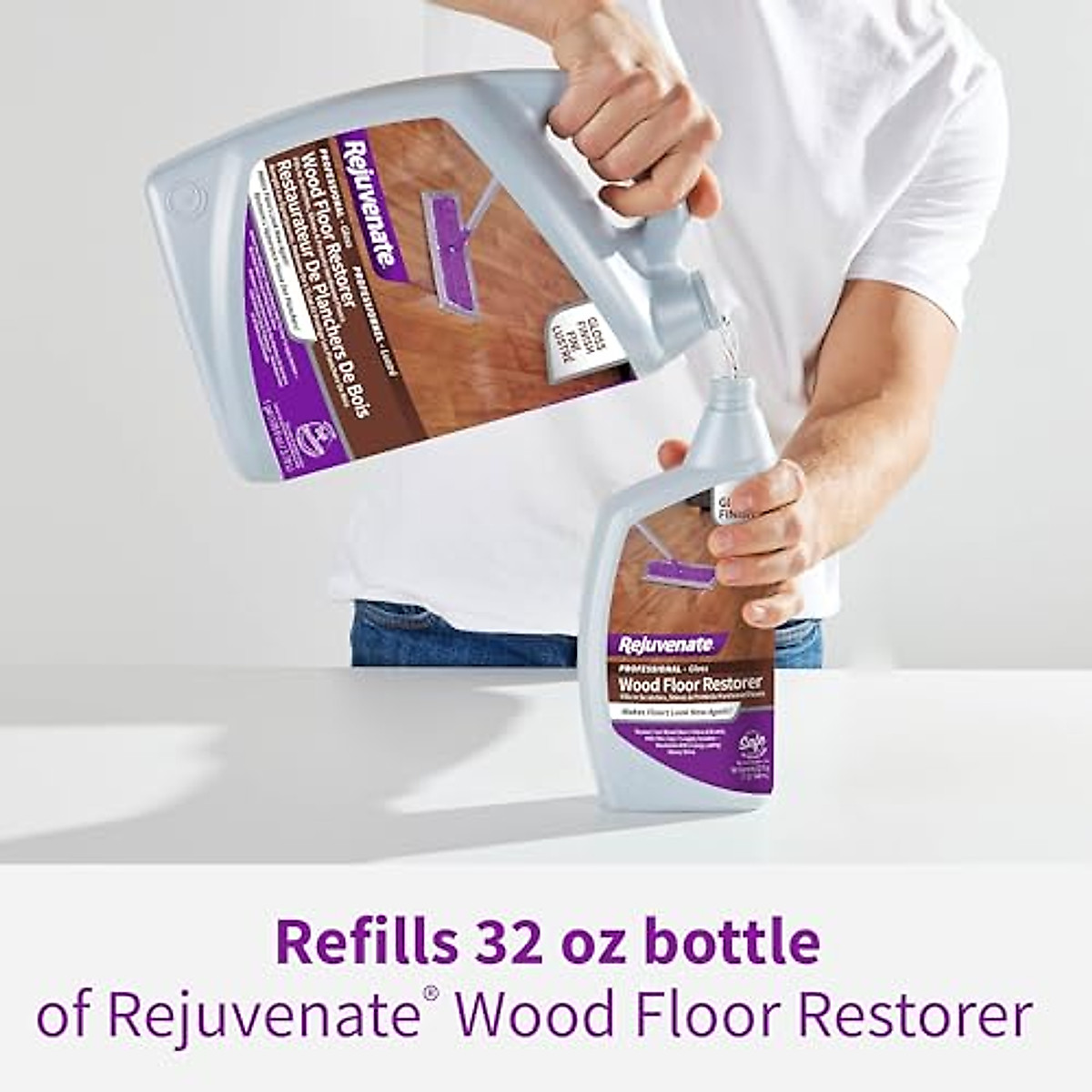 Rejuvenate Professional Wood Floor Restorer and Polish with Durable Finish Easy Mop On Application High Gloss Finish 128oz