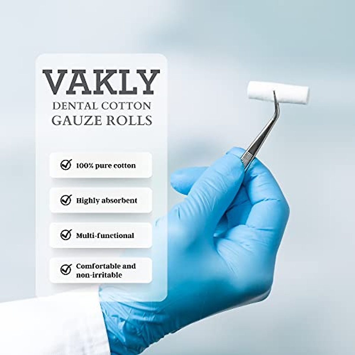 Dental Cotton Rolls [Pack of 100] for Mouth Gauze and Nosebleeds - #2 Medium 1.5" Non-Sterile 100% High Absorbent Cotton roll (100 Count)