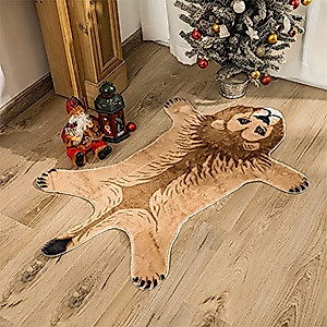 Lion Print Rug Faux Animal Printed Rug Cowhide Skin Carpet Cheetah Area Rugs Kids Rugs for Playroom Livingroom, 2.3 x3.6 Feet (Brown)