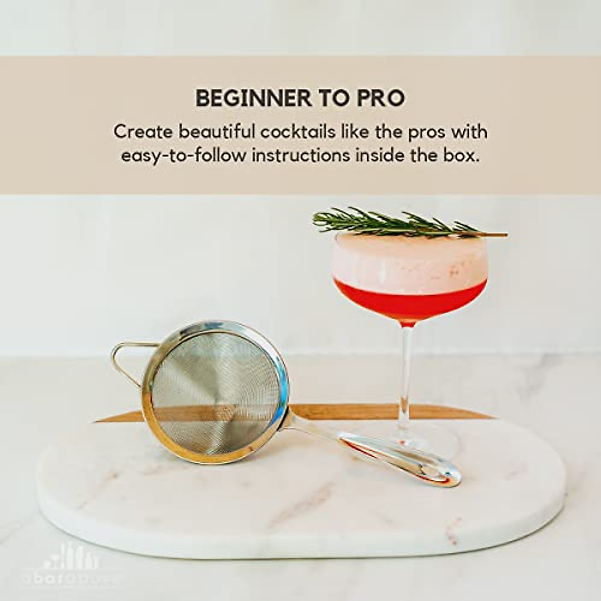 A Bar Above Fine Mesh Strainer – Stainless Steel Strainer for Cocktail Set – Ergonomic, Durable Cocktail Strainer with Handle for Cocktails, Tea & More – Bar & Home Strainers for Kitchen