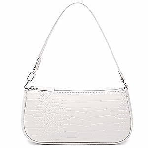 HROECHY Shoulder Bags for Women Small White Purse Y2K Handbag Crocodile Pattern Clutch 90s Purses