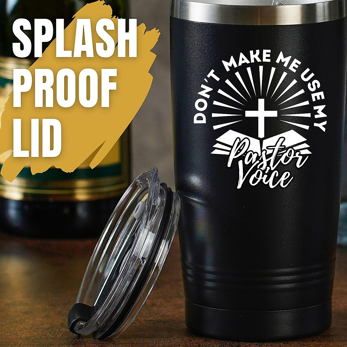 Onebttl Pastor Appreciation Tumbler - 20oz Stainless Steel for Ordination, Thank You, Men - Thanksgiving, Christmas, Birthday Gift - Don't Make Me Use My Pastor Voice