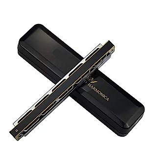WAAZVXS 6624S Harmonica 24 Hole Brass Reeds Blues Harp Mouth Organ Key C ABS Comb Music Instruments Silver (Color : Key E)