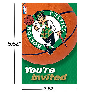 Boston Celtics NBA Invitation & Thank You Cards (3.88" x 5.63") - Premium Multicolor Cardstock & Eye-catching Designs, Perfect For Game Day Celebrations & Themed Parties - Pack Of 16