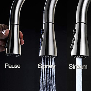 Delle Rosa Kitchen Faucet, Brushed Nickel, Single Handle, Pull-Down, 3-Way Spray Setting, Easy Installation, Lead-Free