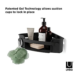 Umbra Flex Shower Storage Accessories with Patented Gel-Lock Technology Suction Cup, Black