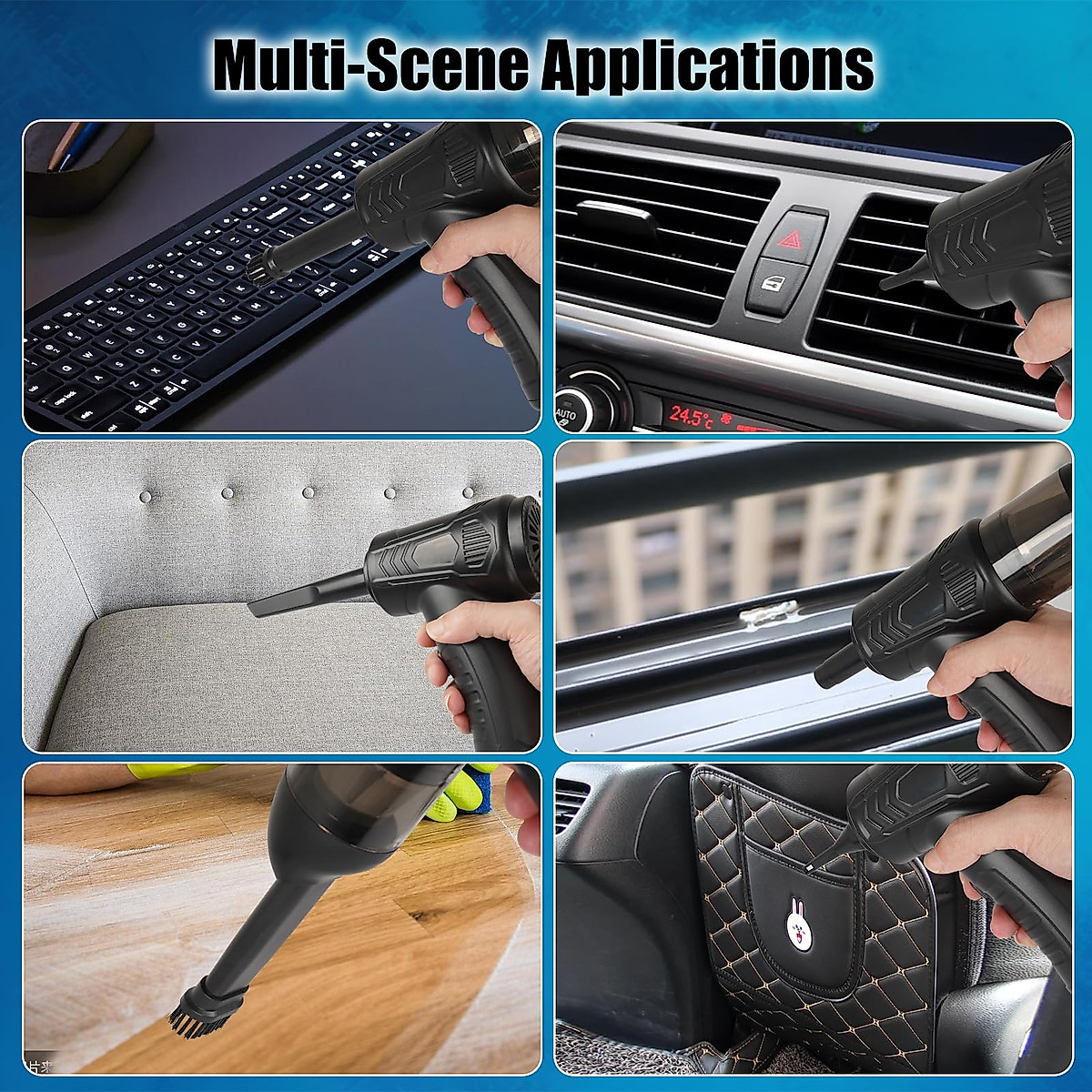 Bsteciar Compressed Air Duster, 3 in 1 Electric Air Duster/Mini Computer Vacuum/Inflat Swim Ring, Portable Handheld Air Blower for Keyboard, Car, Home, 3 Speeds