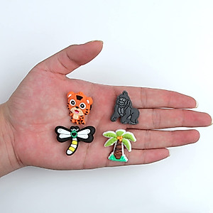 LULUDRAGON 36 Pcs Shoe Charms for Clog Shoes Decorations - Cute Jungle Animals Crooc Charms for Girls Boys Teens Women Safari Animals Clogs Accessories Birthday Gifts