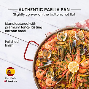 Machika Skillet Pan | Carbon Steel Paella Pan | Carbon Steel Pans for Cooking | Thin Carbon Steel Pan for Paella | Perfect for Outdoors, Camping, Parties, and More | 6 Servings | 13 In |