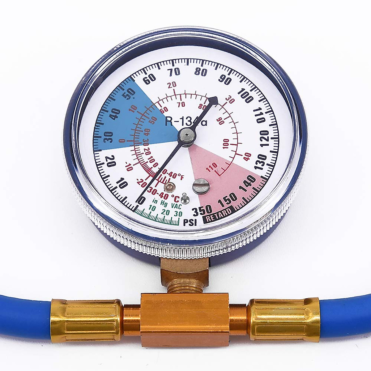 LIYYOO R134a AC Refrigerant Recharge Hose Kit, with Measuring Pressure Gauge and 1/2’’ Acme Can Opener Tap Dispensing Valve Fit for Car AC Air Conditioning Refrigerant Charging