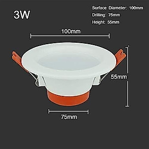 SANBDDLYY Indoor Panel Downlamp Anti-Dazzle Commercial Lighting Lamp Energy Saving Recessed Led Ceiling Downlight Spotlight Aluminum Round Lumination Fixture for Living Room Bathroom Kitche