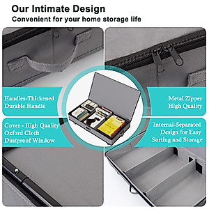 BEESTMUEBLE 2Pack Under Bed Storage, 53 L Under Bed Storage Containers with Wheels and Lids, Thicken 600D Oxford Cloth Under the Bed Organizer with Handles for Blankets, Pillows and Clothes, Grey