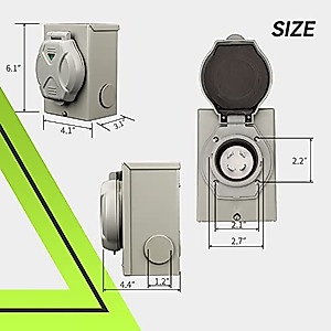 Pre-Drilling 30 Amp Generator Power Inlet Box RVMATE NEMA L14-30P 125/250V 3750/7500W Power Inlet Box, Waterproof for Outdoor Use