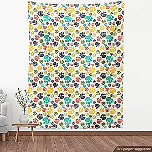 Ambesonne Dog Lover Fabric by The Yard Hand Drawn Paw Print Doodles Circular Pattern Drawing Animal Decorative Material for Upholstery and Outdoor Cuhsion Fabric Storage Baskets 1 Yard Charcoal Beige