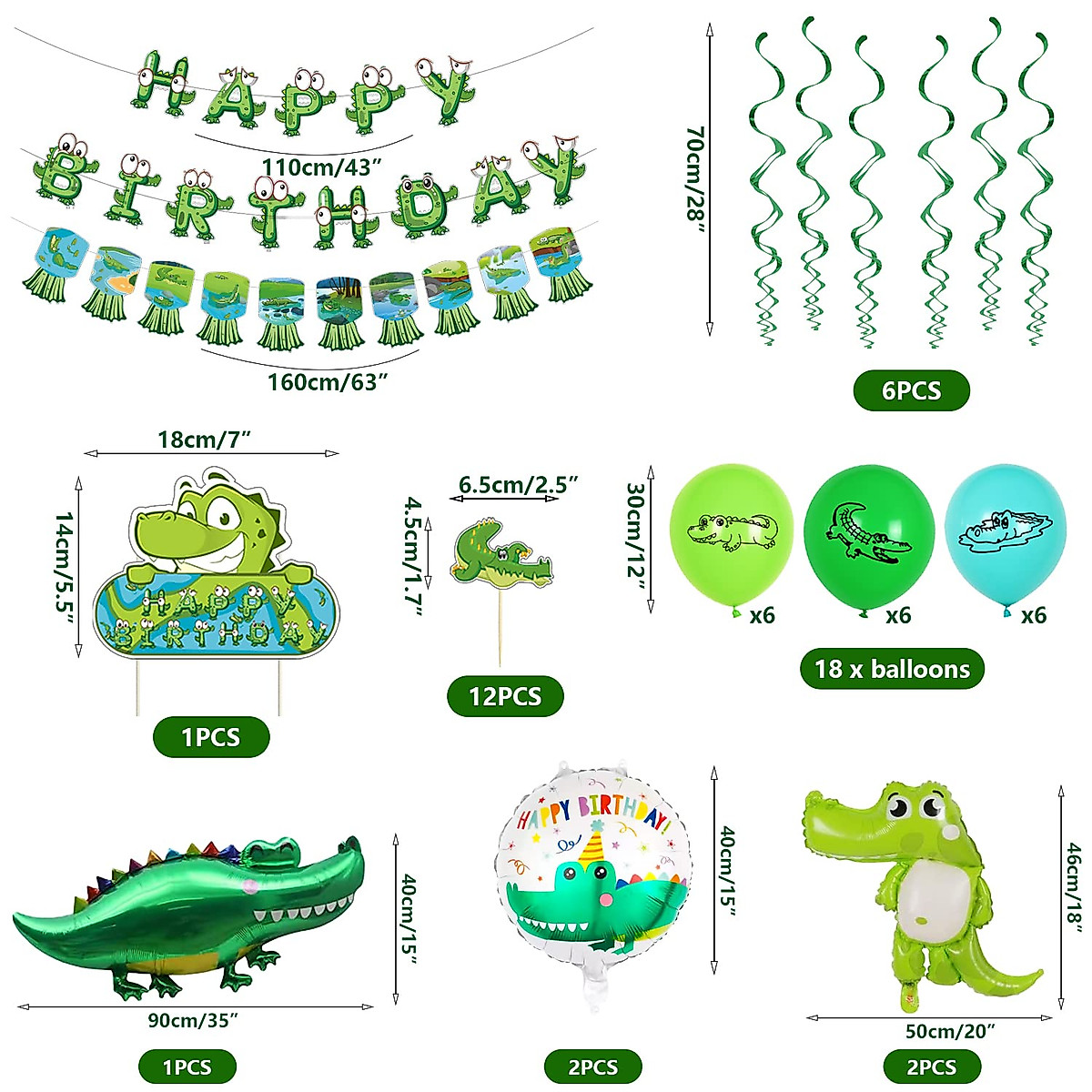 Forest crocodile theme birthday decorations children's creative party supplies animal birthday party supplies (B)