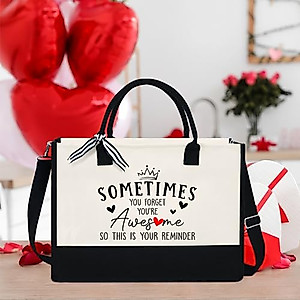 OASSIE Tote Bag With Zipper - Gifts For Women, Birthday, Christmas, Wife, Mom, Nana, Grandma, Thank You, Teacher - 13oz Canvas