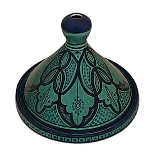 Moroccan Handmade Serving Tagine Ceramic With Vivid colors Original 10 Inches in Diameter Aqua