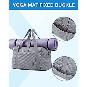 Weekender Bags for Women, BAGSMART Gym Bag with Yoga Mat, Travel Duffle Overnight Bag for Travel Essentials, Large Hospital Bag for Labor and Delivery(Grey)