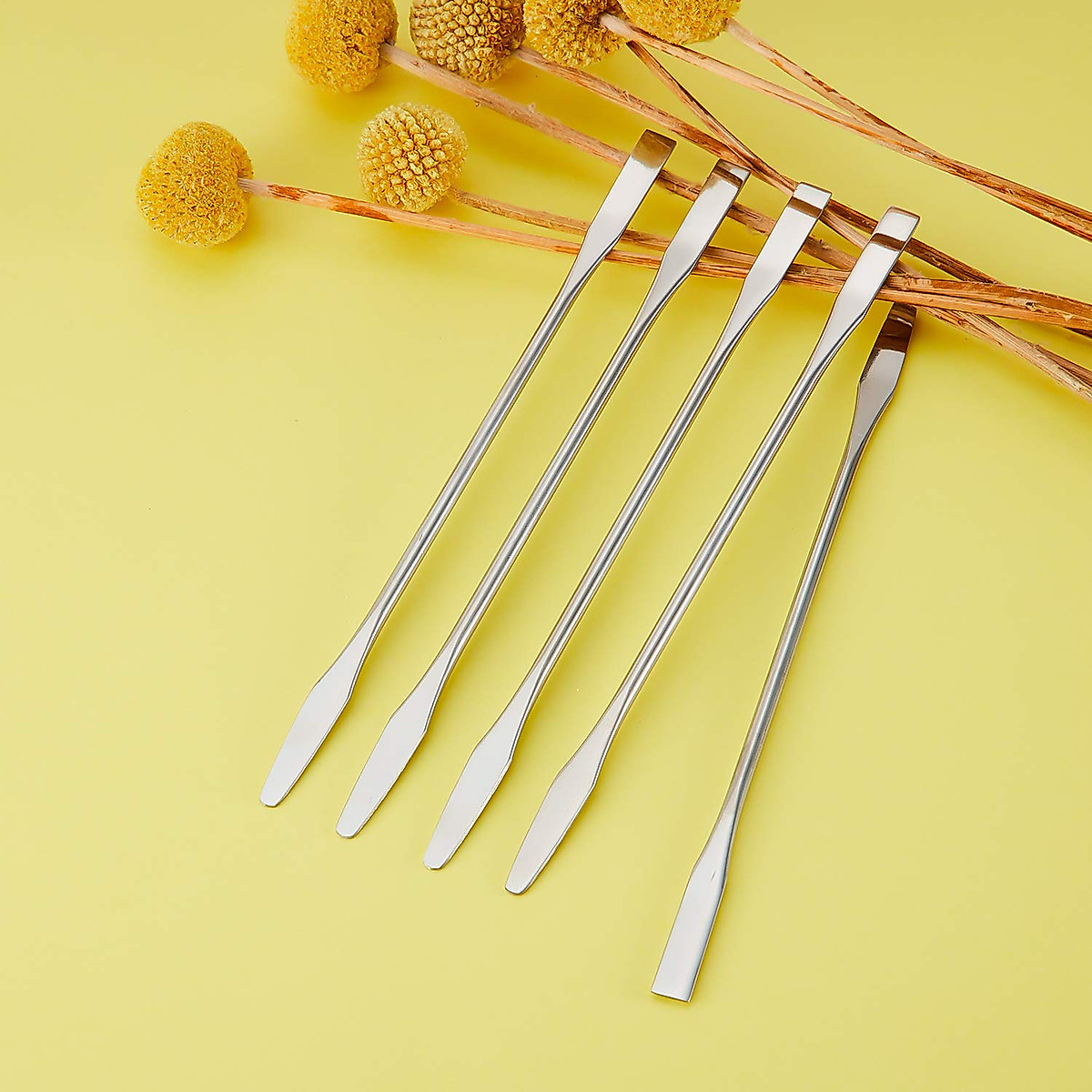 10 Pieces Makeup Spatula Scoop Stainless Steel Depotting Spatula Double-Headed Makeup Spatula Tool for Mixing Cosmetics