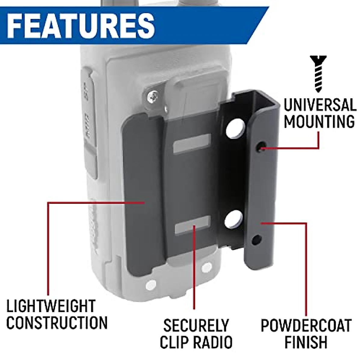 Rugged Single Side Radio Mount for V3 RH5R RDH R1 GMR2 and Baofeng – Features Universal Design Lightweight and Hardware Included