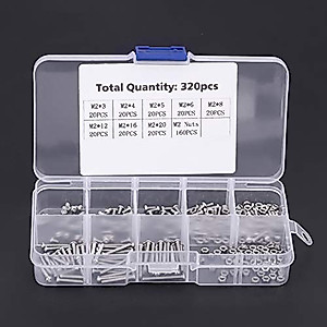 Crews Set, High Hardness Resistance Durable 320pcs M2 Machine Screws Set Fasteners for Laptop/Hard Disk/Keyboard/Phone/PC