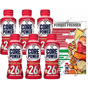 Fairlife Core Power High Protein Milk Shake, Natural Flavor Ready to Drink Protein Shake, The best Strawberry Protein Shakes, 14 fl oz , 26gm (Strawberry Banana flavor, Pack of 6 Bottles) protein, beverages, strawberries, FORBES PREMIER CARD INCLUDED!