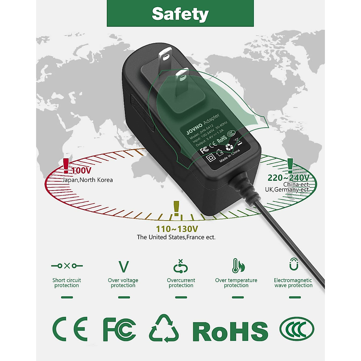 5.4V Power Cord Charger for Panasonico Shaver Arc3 Arc4 Arc5 Shaver Razor, JOVNO Adapter for ES-LV65-S ES-LA93-K ES-RT51-S ES-LA63-S ES-LV95-S RE7-87 RE7-51 RE7-59 RE7-40 RE7-68 RE7-59 Electric Blade
