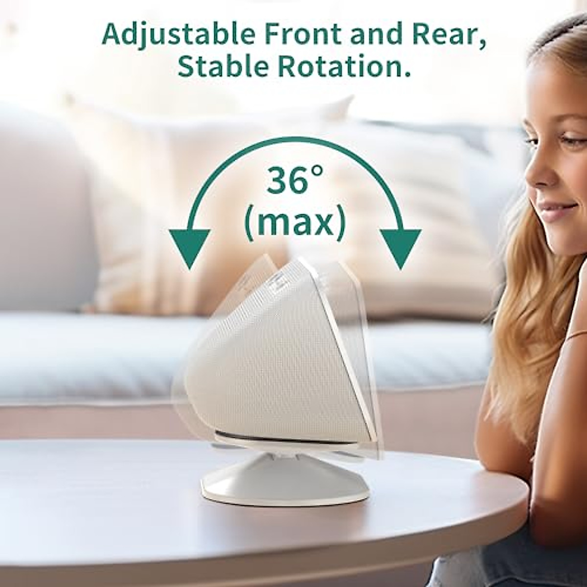 SOKUSIN Stand for Echo Show 5 (3rd Gen) - Adjustable Tilt Smart Sceen Display Stand Table Mount Holder, Magnetic Anti-Slip Base, Compatible with Echo Show 5 3rd Generation (White)