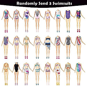 Keysse New Modern Doll Clothes and Accessories - 39 Items Gift Set , 10 Sets Modern Series Fashion Outfit Include 5 Dresses, 5 Top 5 Pants and 3 Swimsuit, 22 Accessories
