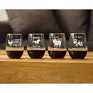 Life is Better with Chickens - Stemless Wine Glass - Unique Chicken Themed Decor & Gifts For Chicken Enthusiasts - Large 17 Ounce