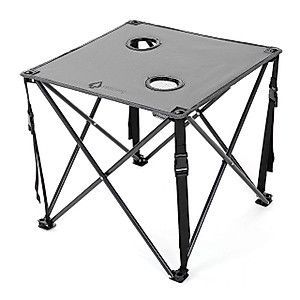 ARROWHEAD OUTDOOR 26” (66cm) Heavy-Duty Portable Camping Folding Table, 2 Cup Holders, Compact, Square, Carrying Case Included, Steel Frame, High-Grade 600D Canvas, USA-Based Support
