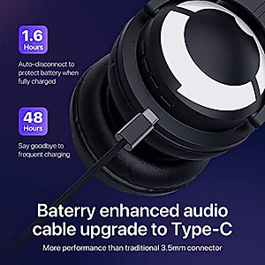 YOWU RGB Cat Ear Headphone 3S Wireless Bluetooth 5.0 Foldable Gaming Headset with Built-in Mic & Customizable Lighting and Effect via APP, Type-C Charging Audio Cable, for PC Laptop Mac Smartphone