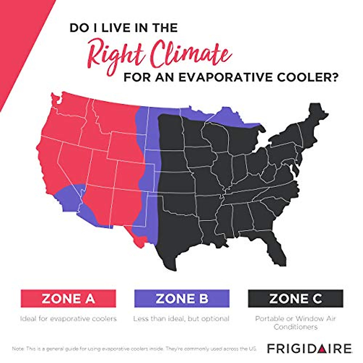 Frigidaire Portable Evaporative Air Fan and Humidifier| Portable Air Conditioner Cools up to 640 Square Feet | Personal Indoor Swamp Cooler | 600 CFM | Black/White