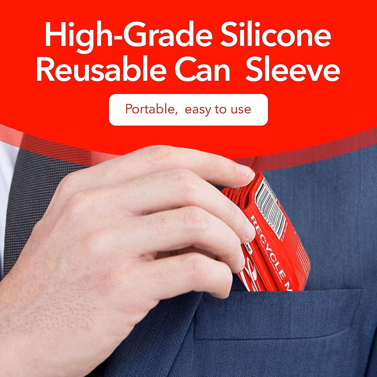 BeerSkin Skywin Silicone Can Cover Red-3 Pack 12oz (355ml), Silicone Can Sleeve, Soda Can Sleeve, Hides Can by Disguising as a Can of Soda (Horizontal)