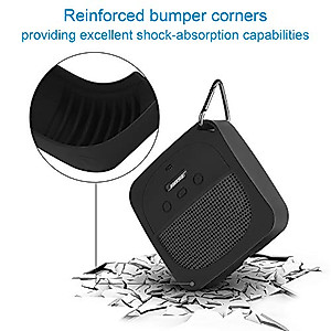 TXesign Silicone Case Compatible with Bose SoundLink Micro Waterproof Bluetooth Portable Speaker, Protective Stand Up Case Shockproof Travel Carry Case with Carabiner (Dark Gray)