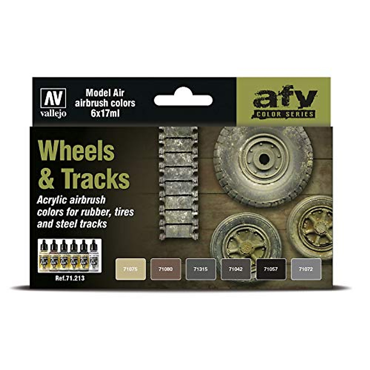 Vallejo Wheels and Tracks Model Air Set, 17 ml (Pack of 6)