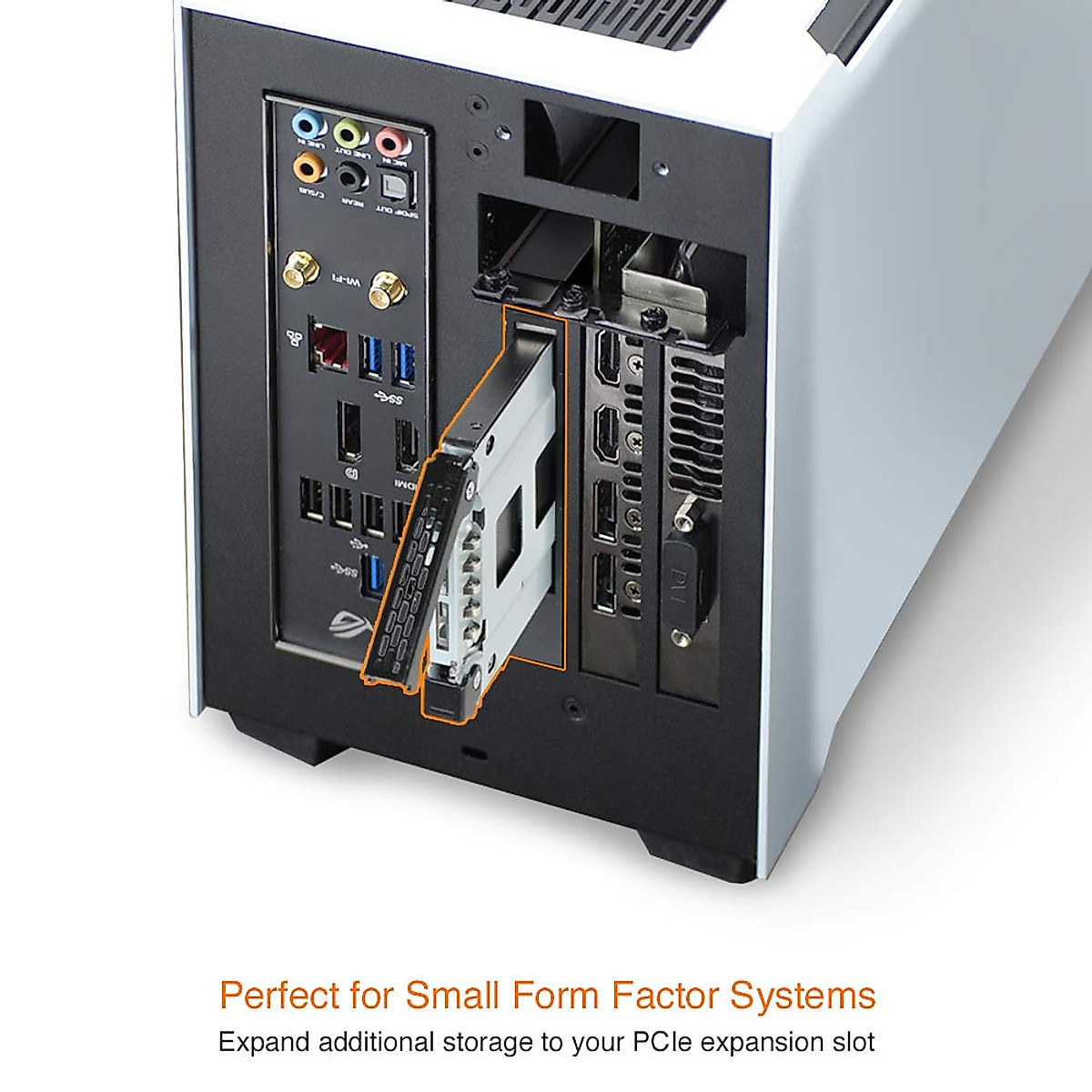 ICY DOCK 2.5 inch SATA SSD Removable Hard Drive Bay Adapter for PCIe Expansion Card Slot | ToughArmor MB839SP-B