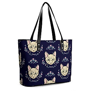 Womens Handbag Cats Leather Tote Bag Top Handle Satchel Bags For Lady