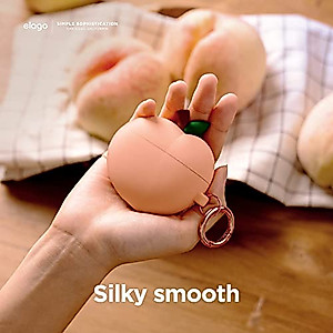 elago Peach Case Compatible with AirPods 3 Case Cover, Cute 3D Design Case Compatible with AirPods 3rd Generation Case 2021, Protective Silicone Case with Keychain, Wireless Charging, Girly Anime Case