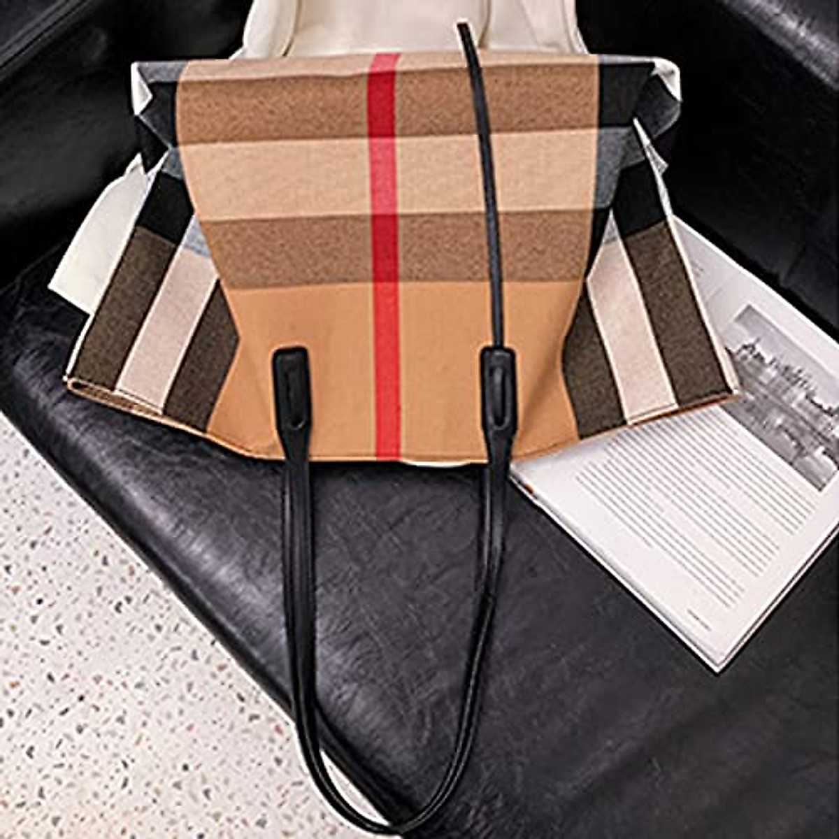 Womens Tote Handbag Large Capacity Roomy Canvas Bag,Ladies Crossbody Shoulder Bags Hobo Tote Bag Purse Fashion Handle Satchel (Brown)