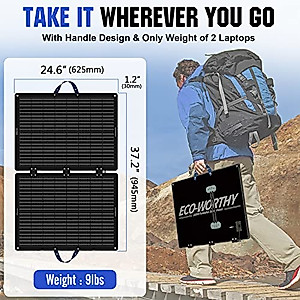 ECO-WORTHY 100W Foldable Solar Panel with Adjustable Kickstand for Jackery/Flashfish/BALDR/Goal Zero Portable Generator Power Station, Upgraded Portable Solar Power for Outdoor Camping RV Off Grid