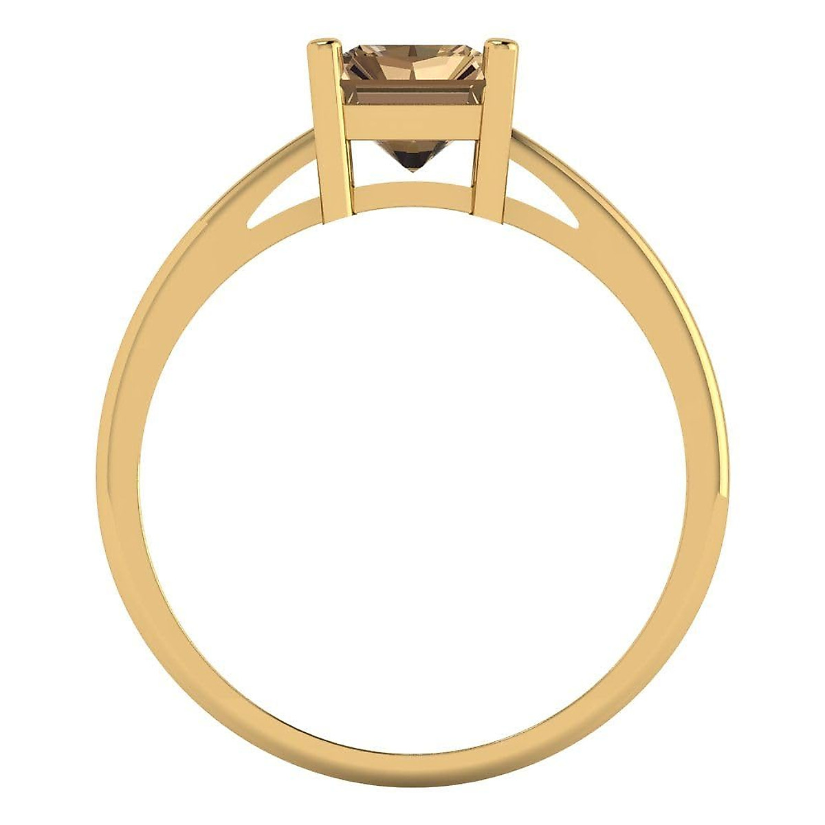 Clara Pucci 1.9ct Emerald Cut Solitaire Brown Champagne Diamond Bridal Designer Wedding art deco Anniversary Ring 14k Yellow Gold