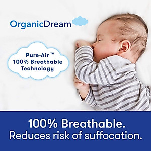 ORGANICDREAM Cooling Premier 5" Mini Crib and Toddler Mattress 2-Stage I 100% Breathable & Hypoallergenic - GREENGUARD I Extra Firm Infant Side and Plush Toddler Side (38x24x5)