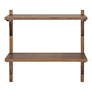 Kate and Laurel Meridien Farmhouse Wood Shelves, 24 x 8 x 24, Rustic Brown, Modern Two Tier Wall Shelf for Storage and Display