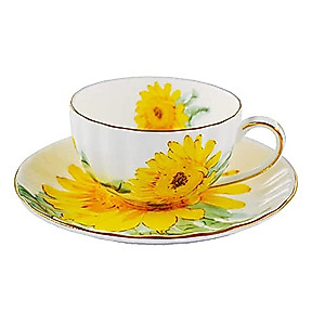 Fine Bone China Sunflower Vintage Chintz Porcelain Coffee Mug Tea Cup with Saucer