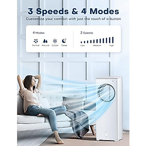 BALKO 3 IN 1 Portable Air Conditioners, 32 INCH Evaporative Air Cooler for Room w/Sleep/Natural/Normal Mode, 3 Speeds, Remote & 1-8H Timer for Auto-Off, 1 Gal Water Tank, Swamp Cooler Bedroom Indoor