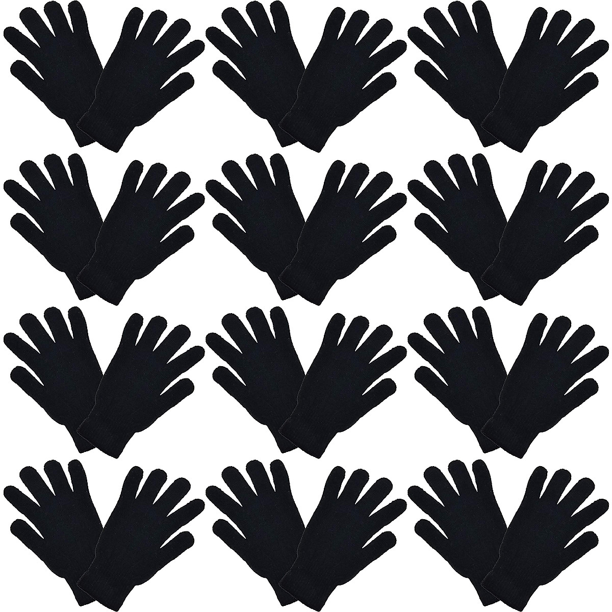 48x Winter Beanies & Gloves Combo Pack, Bulk Pack for Men Women, Warm Cozy Gift (Black)