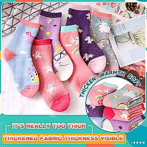 Velice Kids Merino Wool Hiking Socks Toddler Boys Girls Winter Warm Thermal Thick Cushion Crew Boot Socks 6 Pairs (Unicorn C, 1-3T)